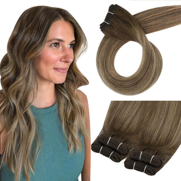 Moresoo Virgin Machine Weft Hair Sew in Real Human Hair Extensions ...