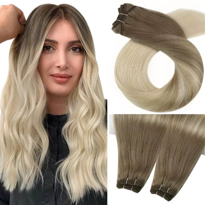 Moresoo Virgin Machine Weft Hair Sew in Real Human Hair Extensions ...